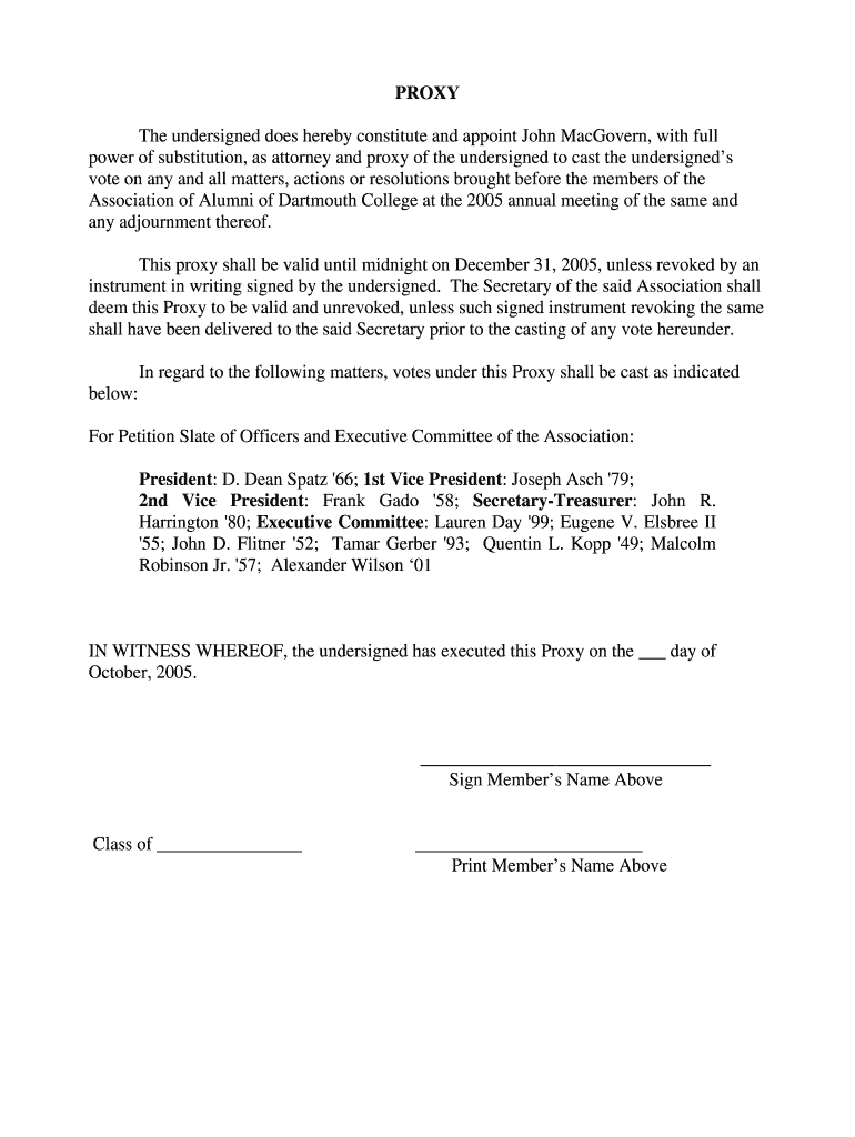 Fillable Online hanoverinstitute PROXY The undersigned does hereby ...