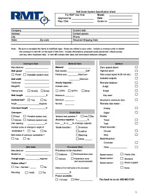 Fillable Online RMT Belt Scale Application sheet - RMT Equip Fax Email ...