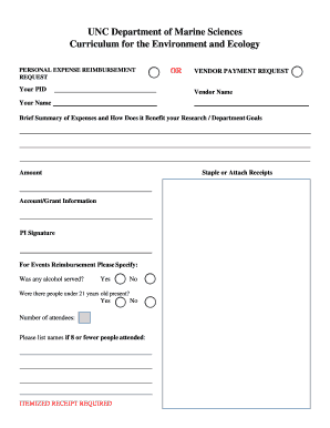 Fillable Online marine unc Reimbursement Form - UNC Marine Sciences Fax Email Print - pdfFiller