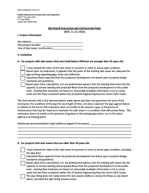 Fillable Online seattle Seattle DCI Form - Side Sewer Evaluation and ...