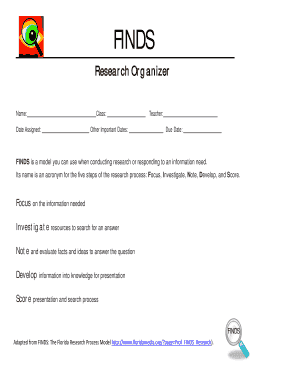 Fillable Online FINDS Research Organizer Extended form - 6 pages Fax ...