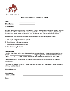 Fillable Online Web Development Approval form - VizPro Creative Fax ...