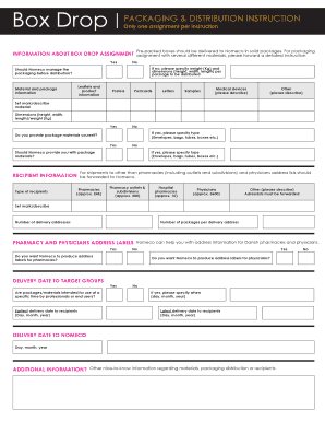 Fillable Online nomeco Box Drop PACKAGING amp DISTRIBUTION INSTRUCTION ...