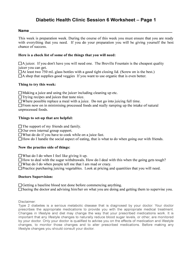 Fillable Online diabetichealthclinic To download a copy the preparation ...