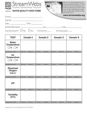 Fillable Online worldsalmoncouncil WATER QUALITY MONITORING STATION ...