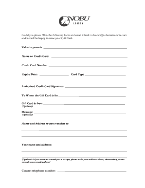 Fillable Online Nobu London Gift Card Request 2.docx Fax Email Print ...