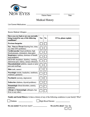 Fillable Online Patient Name Date Medical History List Current ...