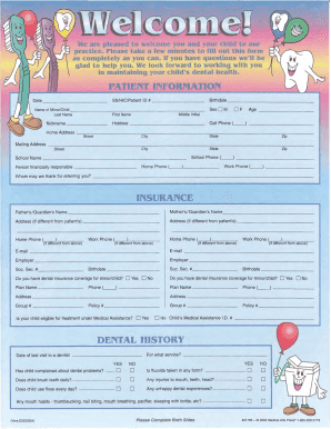Fillable Online Patient Forms - Smiles 4 Kids Fax Email Print - pdfFiller