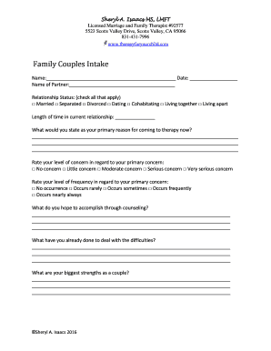 Fillable Online Family Couples Intake - Integrative Therapy for ...