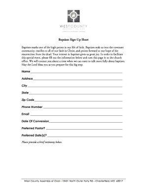 Fillable Online wcag Baptism Sign-Up Sheet - West County Assembly of ...