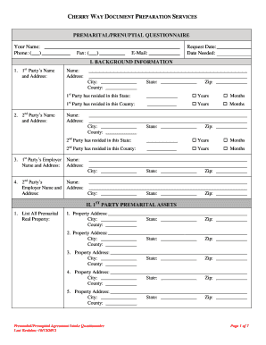 Fillable Online PreMarital Questionnaire - Document Preparation Fax ...