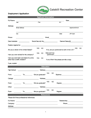 Fillable Online catskillrecreationcenter 1 Catskill Recreation Center ...