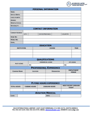 Fillable Online Pilot Application Form - baslgybbcomb Fax Email Print ...