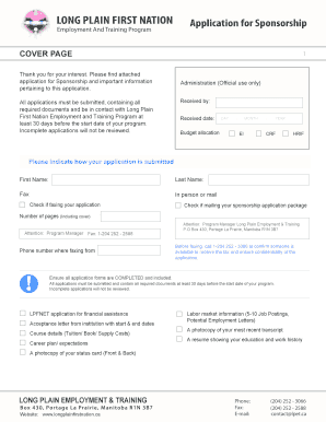Fillable Online lpet LONG PLAIN FIRST NATION Application for ...