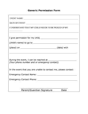 Fillable Online fbcruston Generic Permission Form EVENT NAME: DATE OF ...