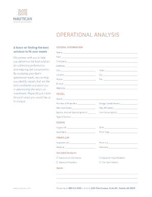 Fillable Online OPERATIONAL ANALYSIS - Nautican Fax Email Print - pdfFiller