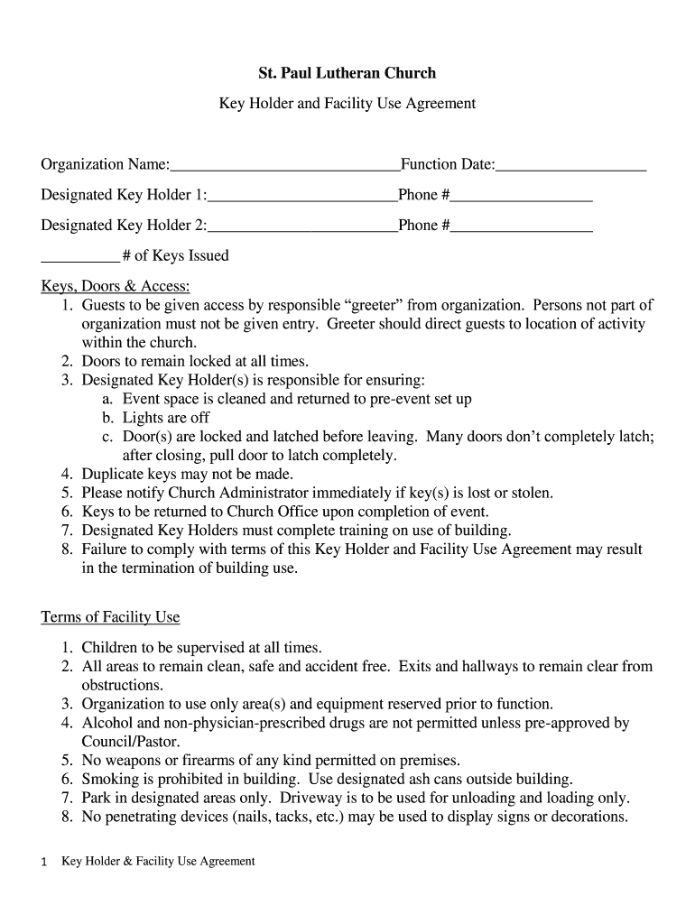 Fillable Online stpaulportland St. Paul Lutheran Church Key Holder and ...