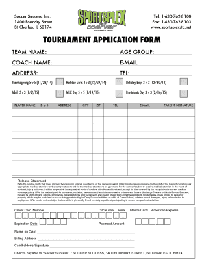 Fillable Online sportsplexstc TOURNAMENT APPLICATION FORM ...
