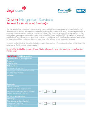 Fillable Online devon integratedchildrensservices co Request for ...