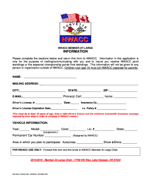 Fillable Online NWACC MEMBERATLARGE INFORMATION Please complete the ...