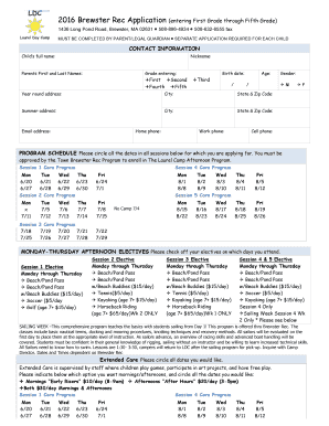 Fillable Online laurelschoolcapecod 2016 Brewster Rec Application ...