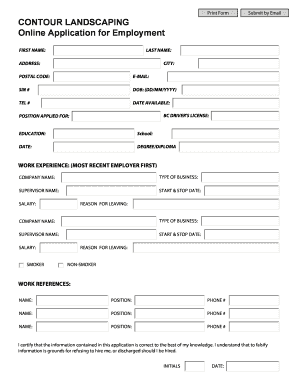Fillable Online CONTOUR LANDSCAPING Online Application for Employment ...