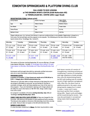 Fillable Online fall learn to dive lessons Fax Email Print - pdfFiller