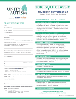 Fillable Online unityforautism In Unity Your Support Will Make A ...