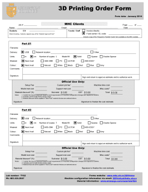 Fillable Online mhc ab 3D Print Request Form(MHC) - mhc ab Fax Email ...