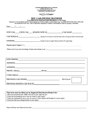 Fillable Online 2015 Car Owner Transfer Info Form Fax Email Print ...