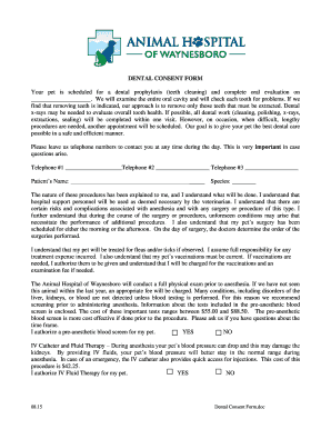 Fillable Online DENTAL CONSENT FORM - Animal Hospital of Waynesboro Fax ...