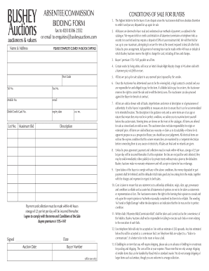 Fillable Online ABSENTEECOMMISSION CONDITIONS OF SALE FOR BUYERS ...
