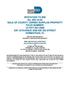 Fillable Online miamidade REQUEST FOR BIDS AND BID SPECIFICATIONS ...