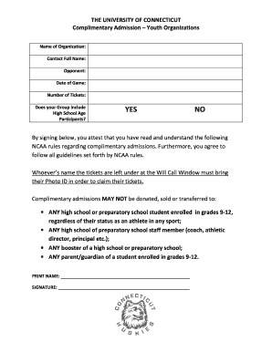 Fillable Online Comp Ticket Form - Leahy Management Group Fax Email ...