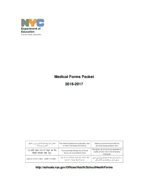 Fillable Online schools nyc Medical Forms Packet 2016-2017 - New York ...