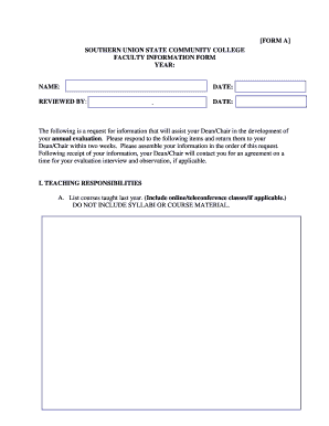 Fillable Online suscc Faculty Information Form revised Fax Email Print - pdfFiller