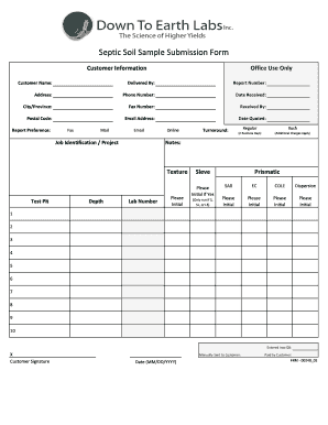 Fillable Online Septic Soil Sample Submission Form ...