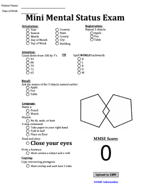 Mini Mental Status Exam Example Fill And Sign Printable Template Online Mini Mental Status Exam Example Fill And Sign Printable Template Online