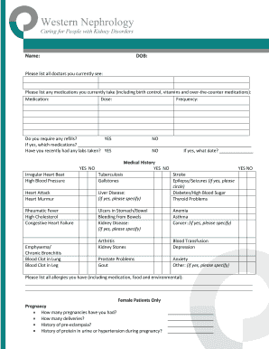 Fillable Online Name DOB - Western Nephrology Fax Email Print - pdfFiller
