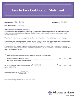 Fillable Online Face to Face Certification Statement Signed by ...