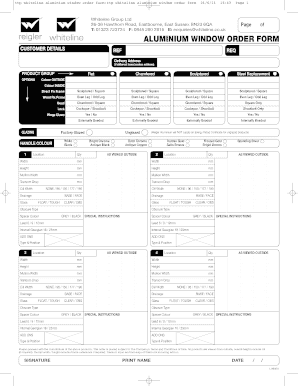 Fillable Online Aluminium Window Order Form - Whiteline Manufacturing ...