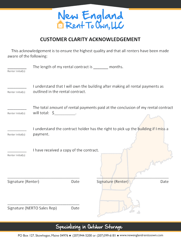Fillable Online CUSTOMER CLARITY ACKNOWLEDGEMENT Fax Email Print - pdfFiller