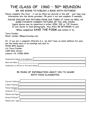Fillable Online CHHS 50th Reunion Questionnaire FORM - Welcome Class of ...