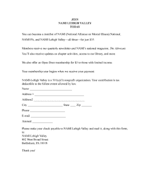 Fillable Online nami forms Fax Email Print - pdfFiller