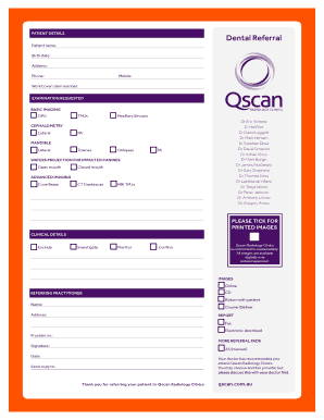 Fillable Online Qscan A5 Dental Referral Form Fax Email Print - pdfFiller