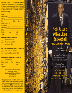 Fillable Online Summer Camp The University of Wisconsin-Milwaukee its ...