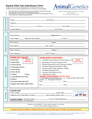 Animal Genetics Form - Fill Online, Printable, Fillable, Blank | pdfFiller