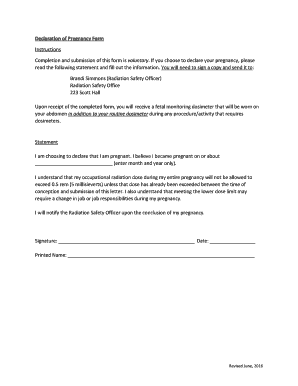 Fillable Online compliance okstate Declaration of Pregnancy Form ...