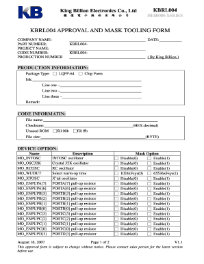 Fillable Online HE83130 APPROVAL AND TOOLING FORM ...