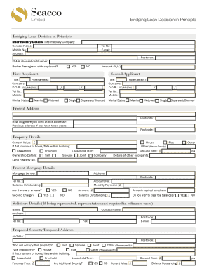 Fillable Online seacco co Limited Bridging Loan Decision in Principle ...